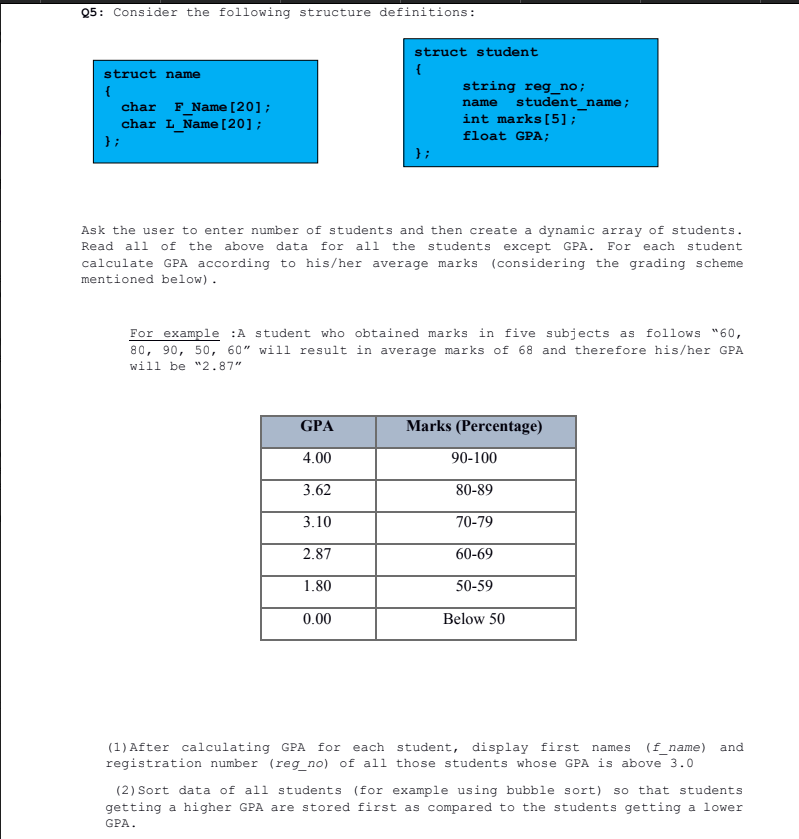 Solved Q5: Consider the following structure definitions: | Chegg.com
