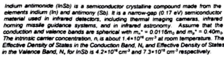 Indium antimonide (InSb) is a semiconductor | Chegg.com