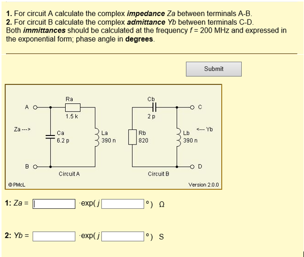 Solved 1. For circuit A calculate the complex impedance Za | Chegg.com