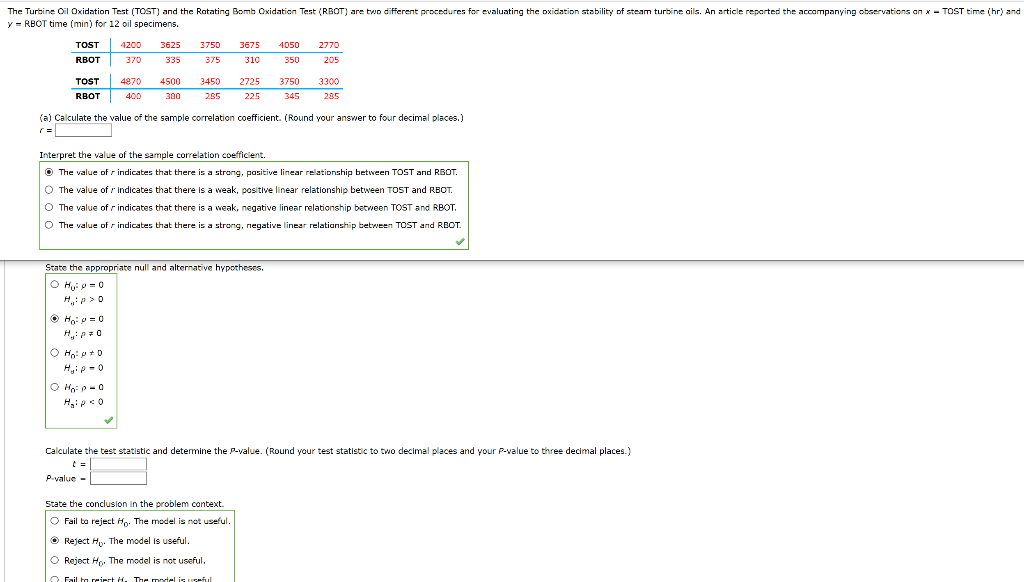 Solved The Turbine Oil Oxidation Test (TOST) and the | Chegg.com
