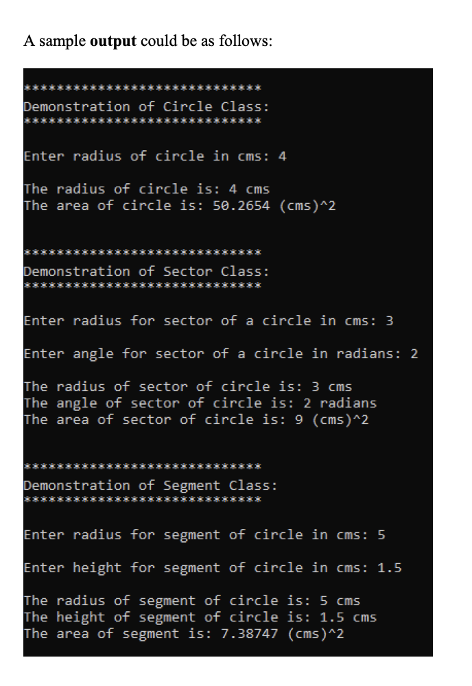 Solved Create a Circle class that contains the following | Chegg.com
