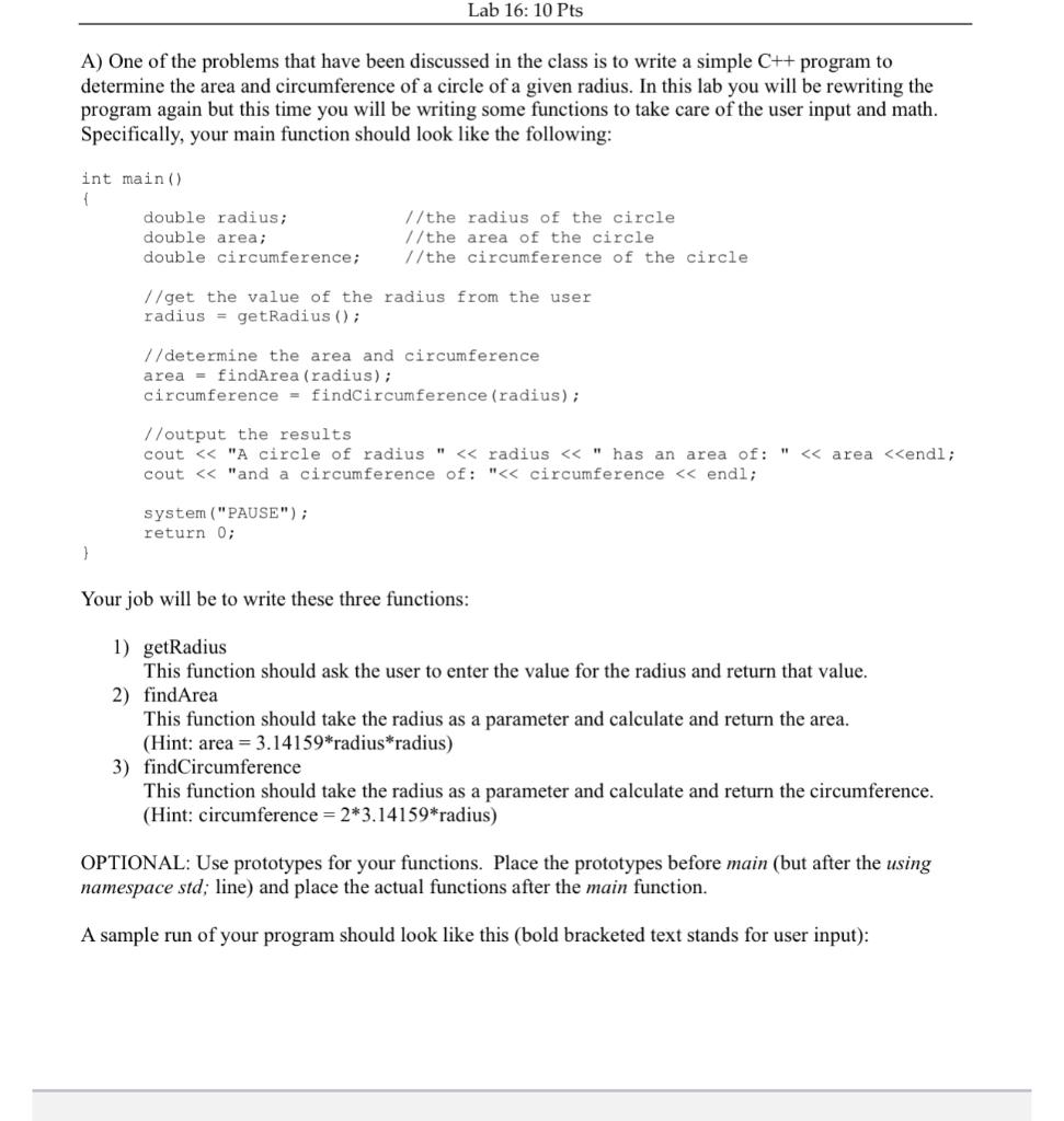 Solved Lab 16: 10 Pts A) One of the problems that have been | Chegg.com