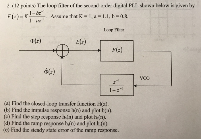 Solved 2. (12 points) The loop filter of the second-order | Chegg.com