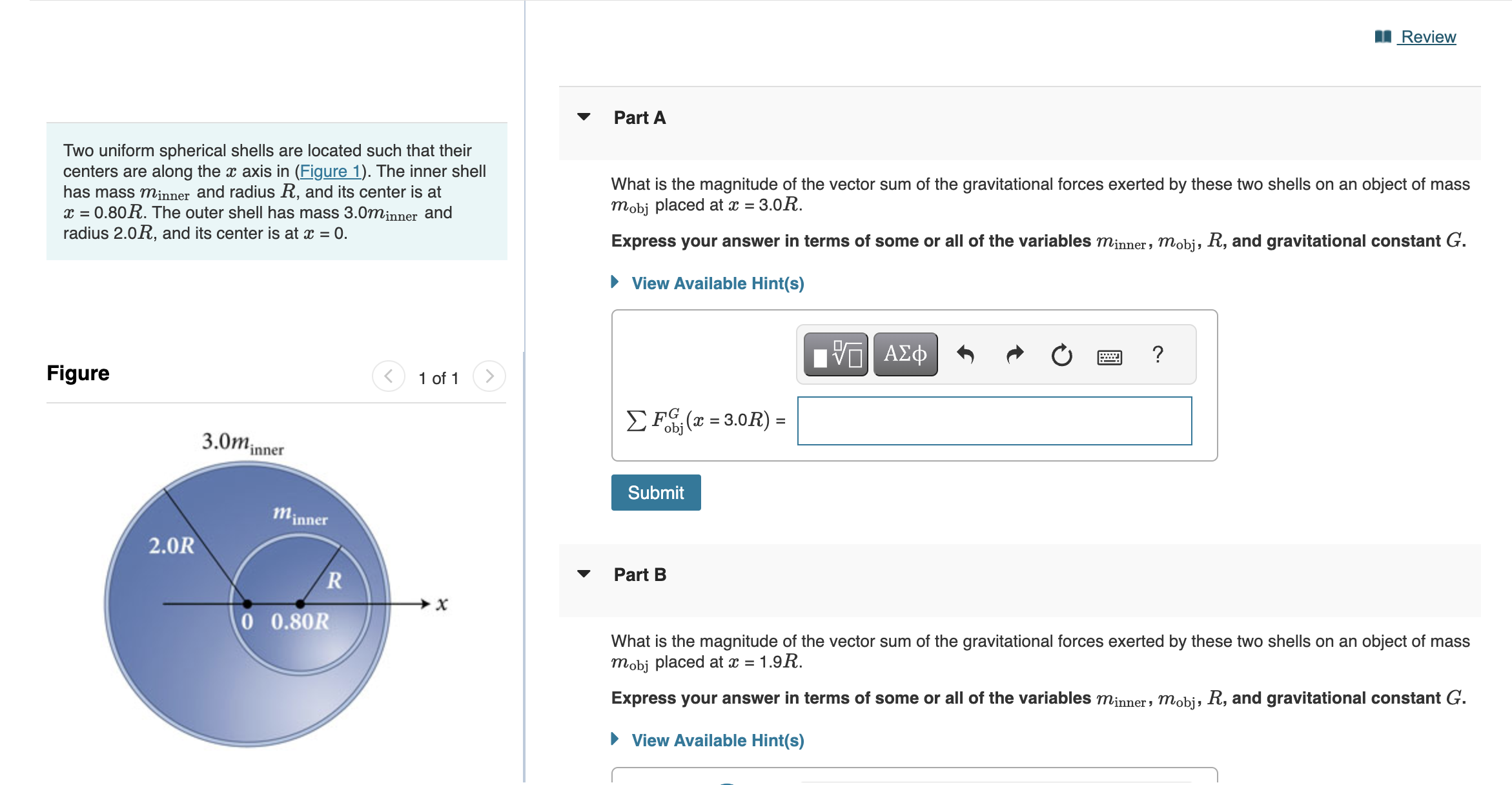 Solved Two uniform spherical shells are located such that | Chegg.com
