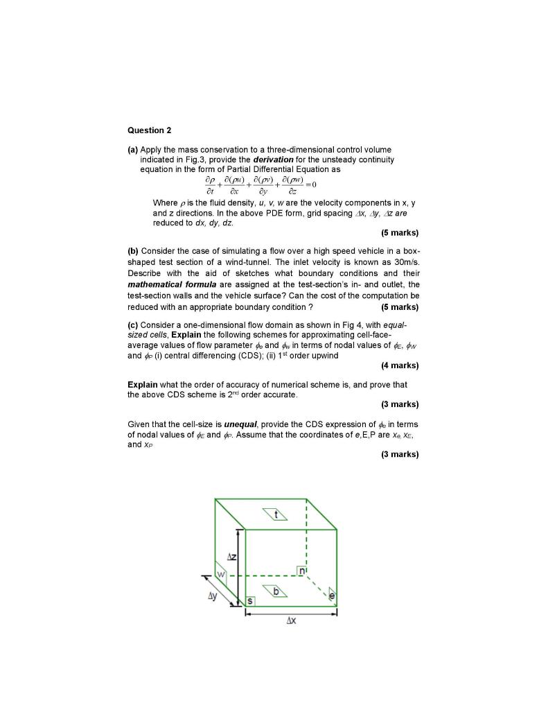 Question 2 (a) Apply the mass conservation to a | Chegg.com