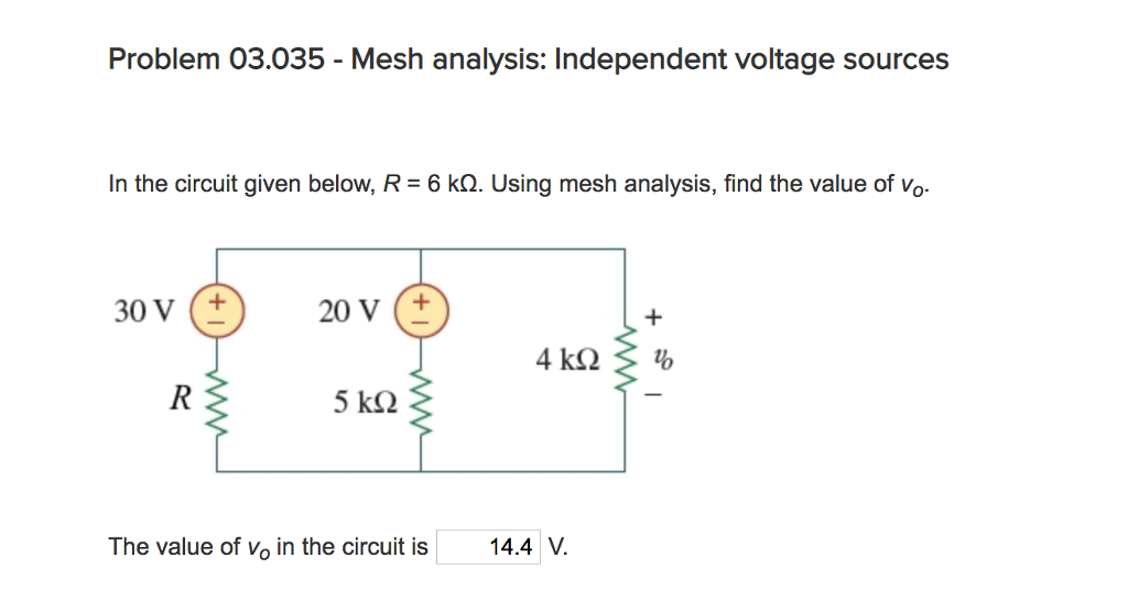 Solved Problem 03.035 - Mesh analysis: Independent voltage | Chegg.com