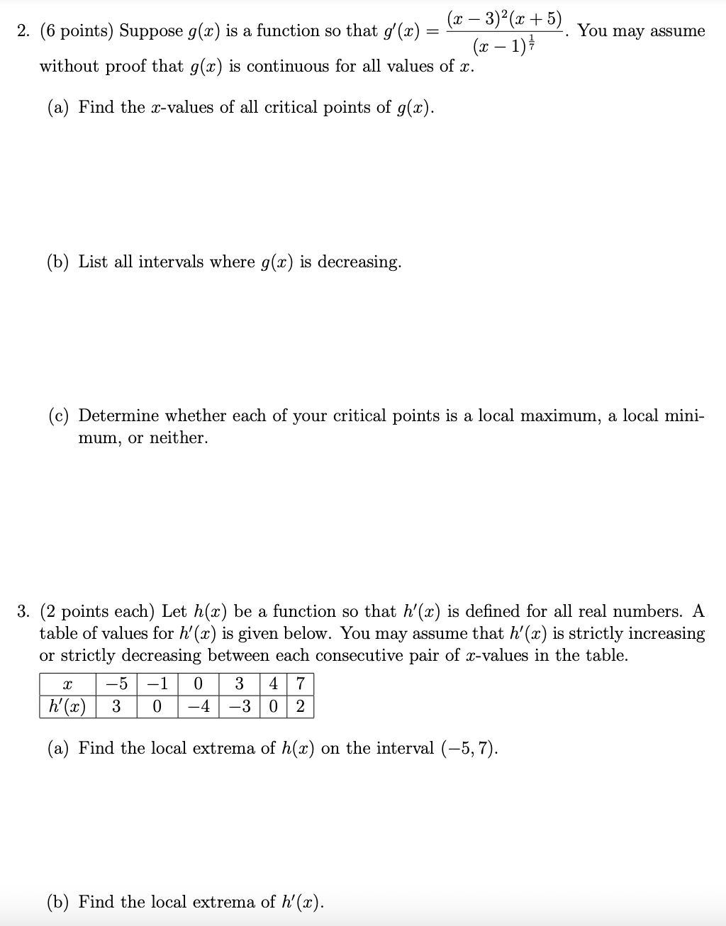 Solved 2. (6 points) Suppose g(x) is a function so that | Chegg.com