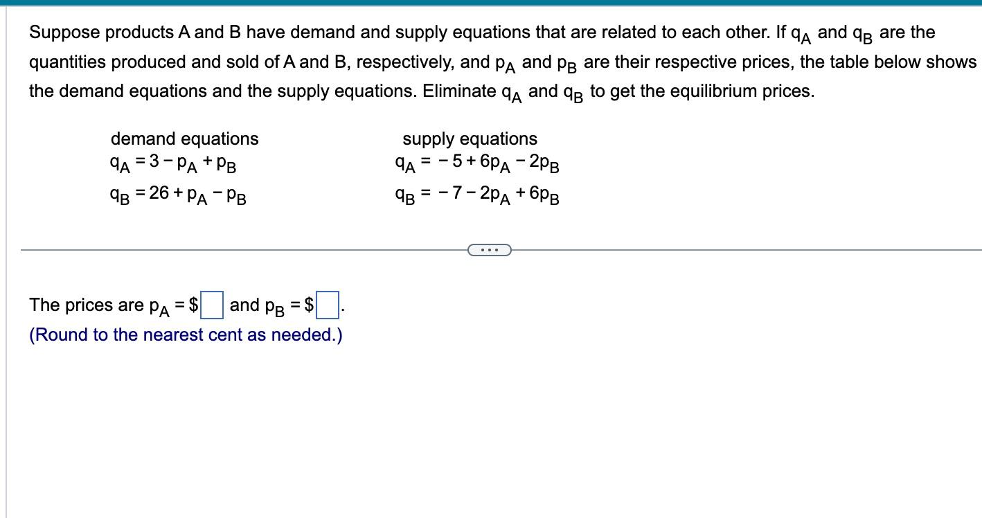 Solved Suppose products A and B have demand and supply | Chegg.com