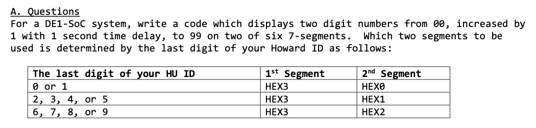 Solved Last digit of ID is 9. Use HEX3 for 1st segment, and | Chegg.com
