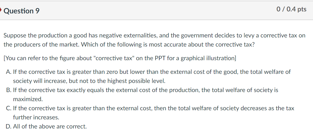 Solved Suppose the production a good has negative | Chegg.com