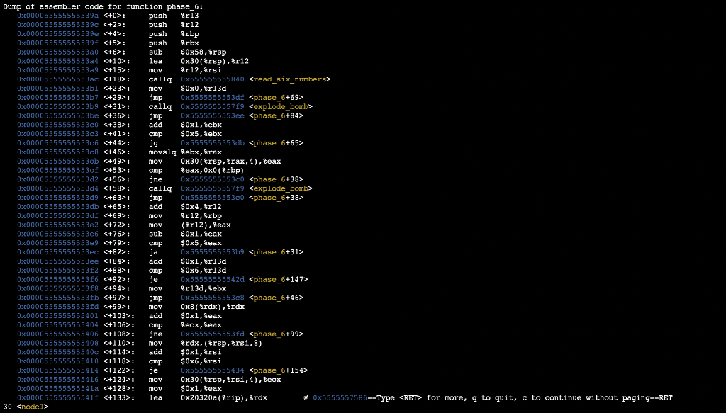 Dump Of Assembler Code For Function Phase6 1571