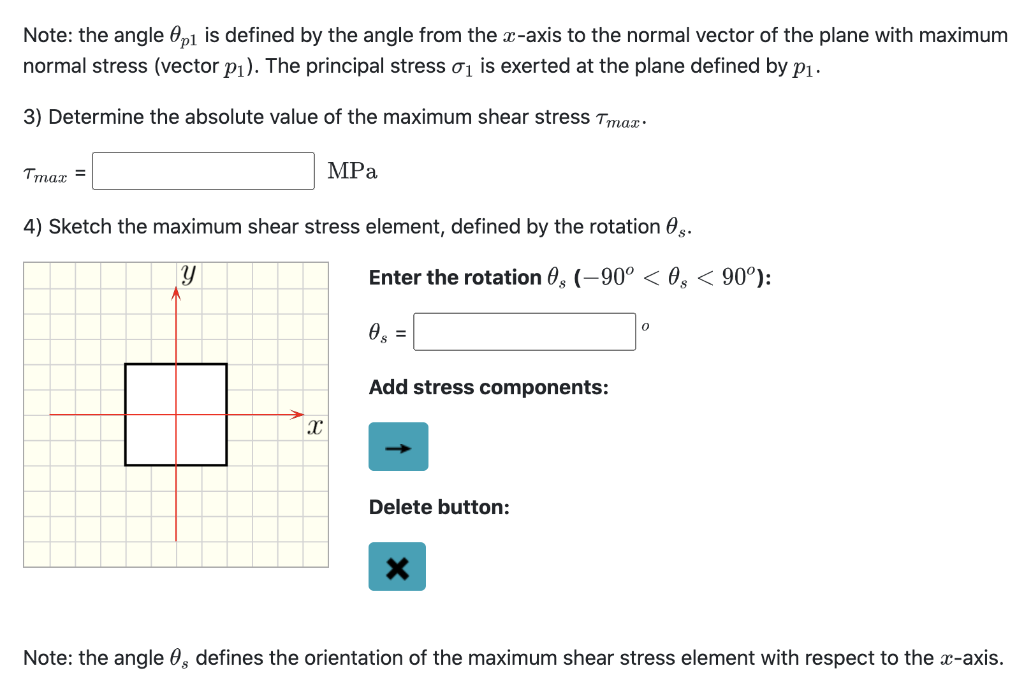 Solved HW10.3. Draw Principal and Maximum Stress Element The | Chegg.com