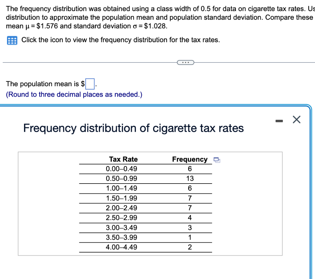 Solved The frequency distribution was obtained using a class | Chegg.com