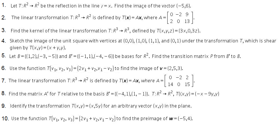 Solved 1. LetT: R2 → R2 be the reflection in the line-x. | Chegg.com