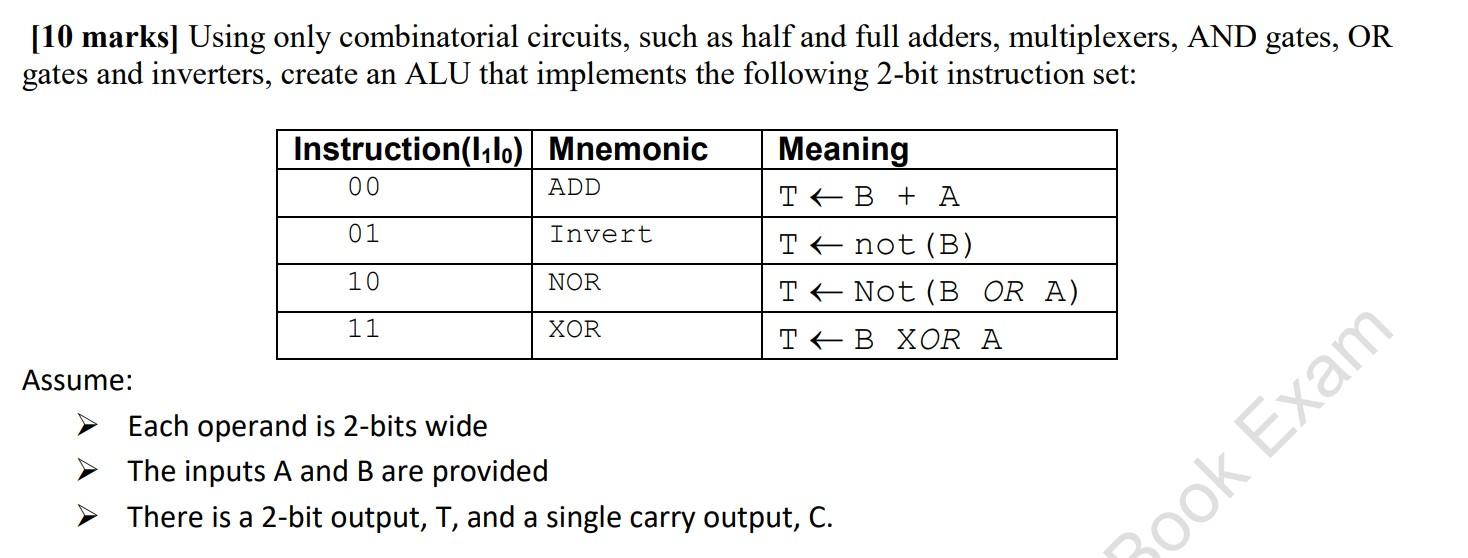 Solved 10 Marks Using Only Combinatorial Circuits Such As 