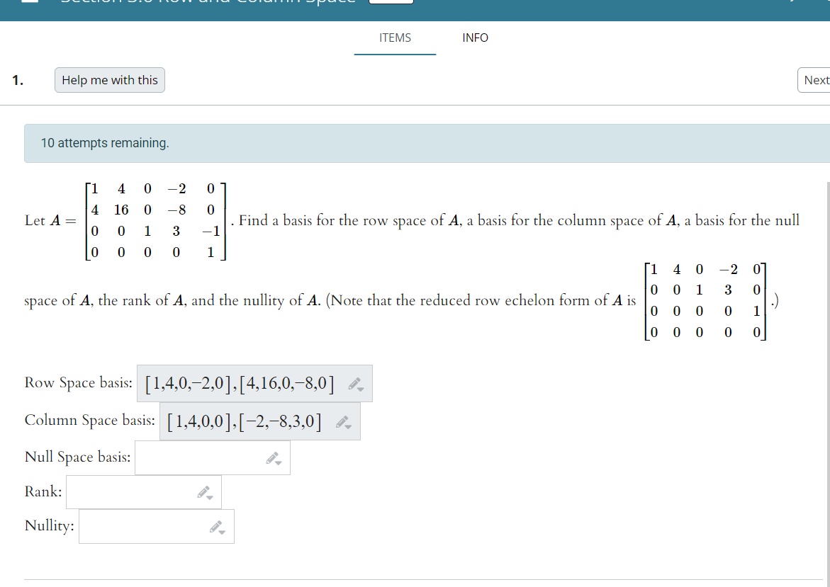 Solved 10 ﻿attempts remaining.Let | Chegg.com