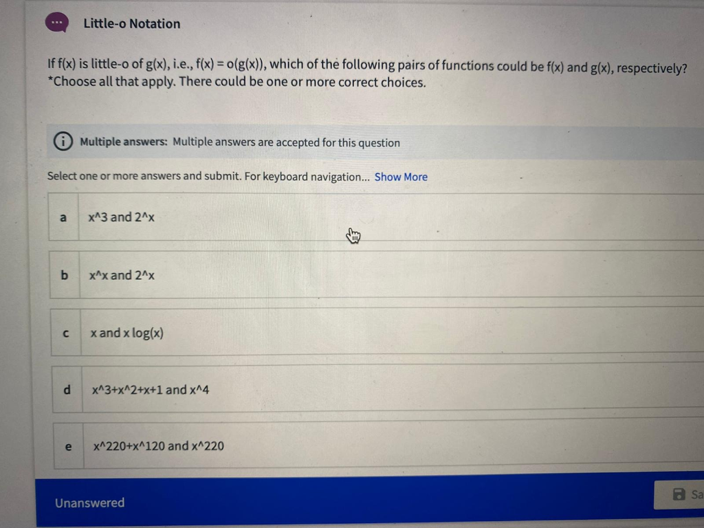 Solved Little-o Notation If f(x) is little-o of g(x), i.e., | Chegg.com