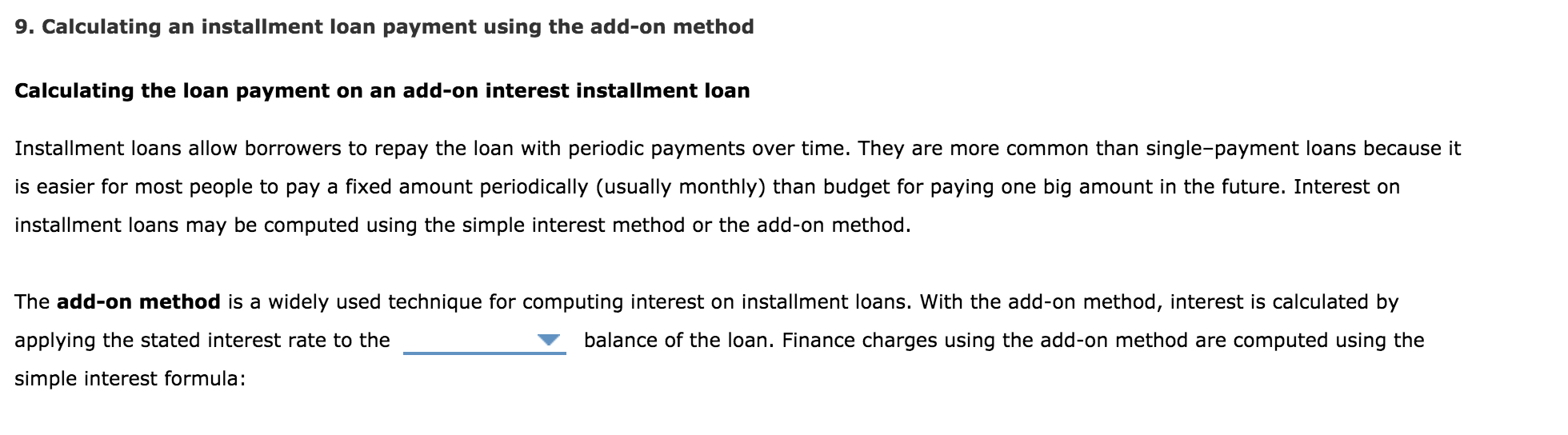 Solved 9. Calculating an installoment loan payment using the | Chegg.com