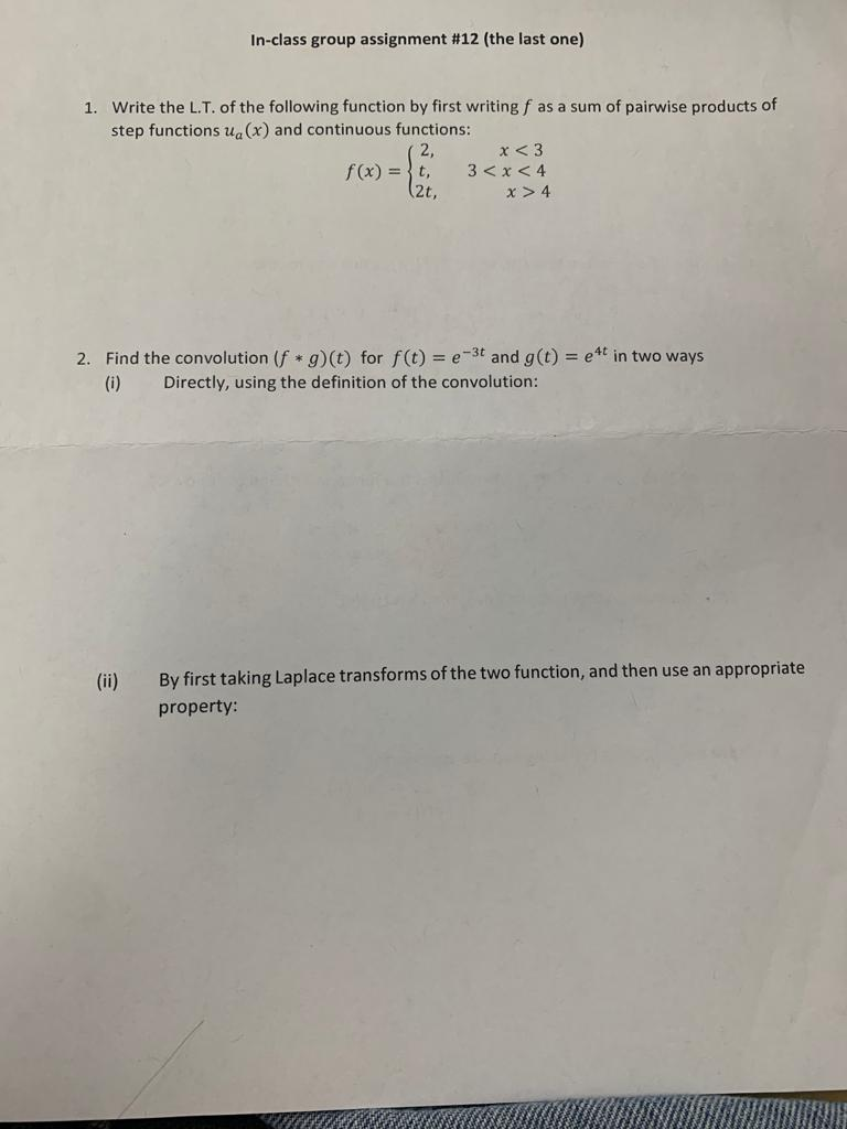 Solved In-class group assignment #12 (the last one) 1. Write | Chegg.com