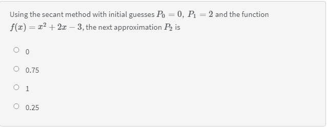 Solved Using the secant method with initial guesses Po = 0, | Chegg.com