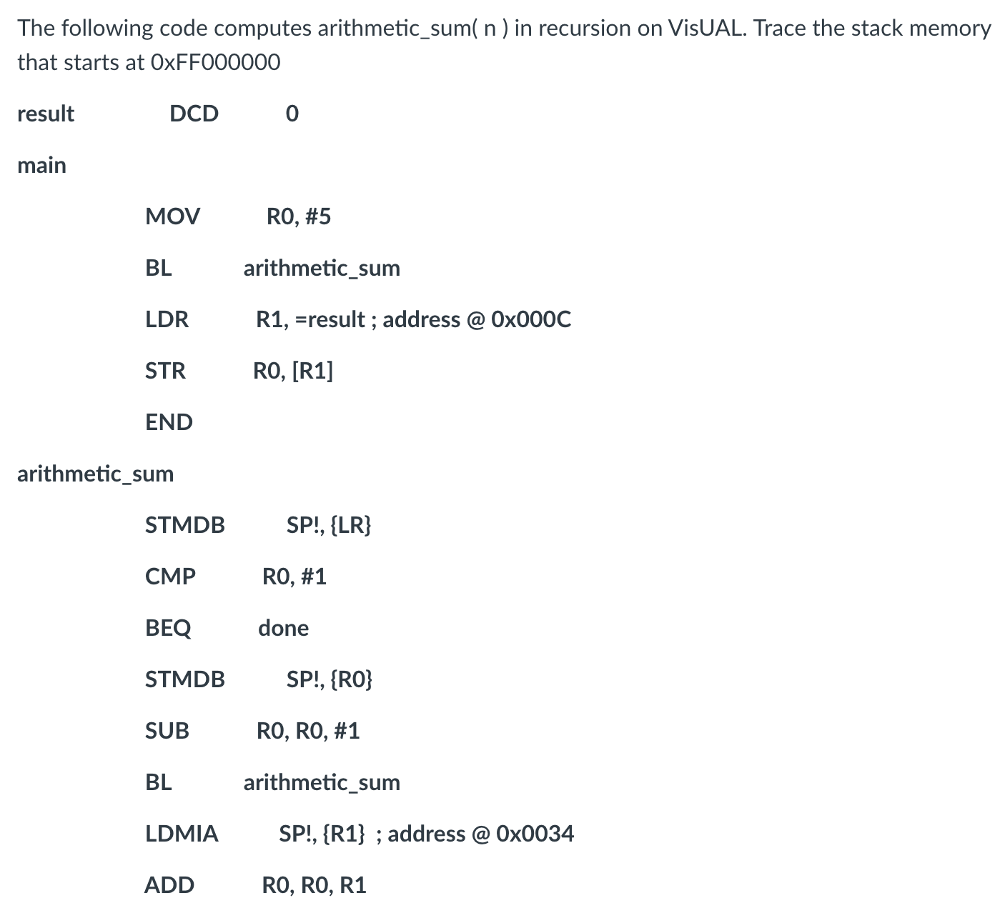 Solved The following code computes arithmetic_sum (n) in | Chegg.com