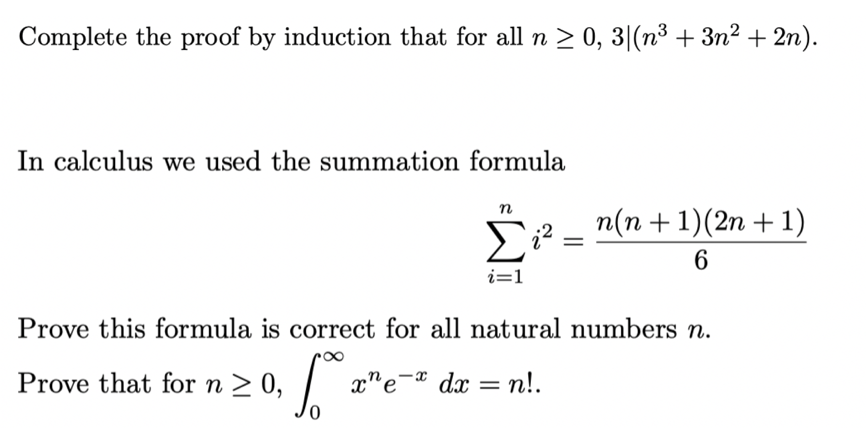 Solved Complete the proof by induction that for all n > 0, | Chegg.com