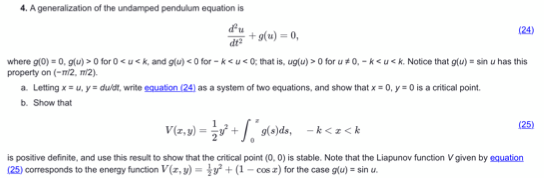 Solved 4. A generalization of the undamped pendulum equation | Chegg.com