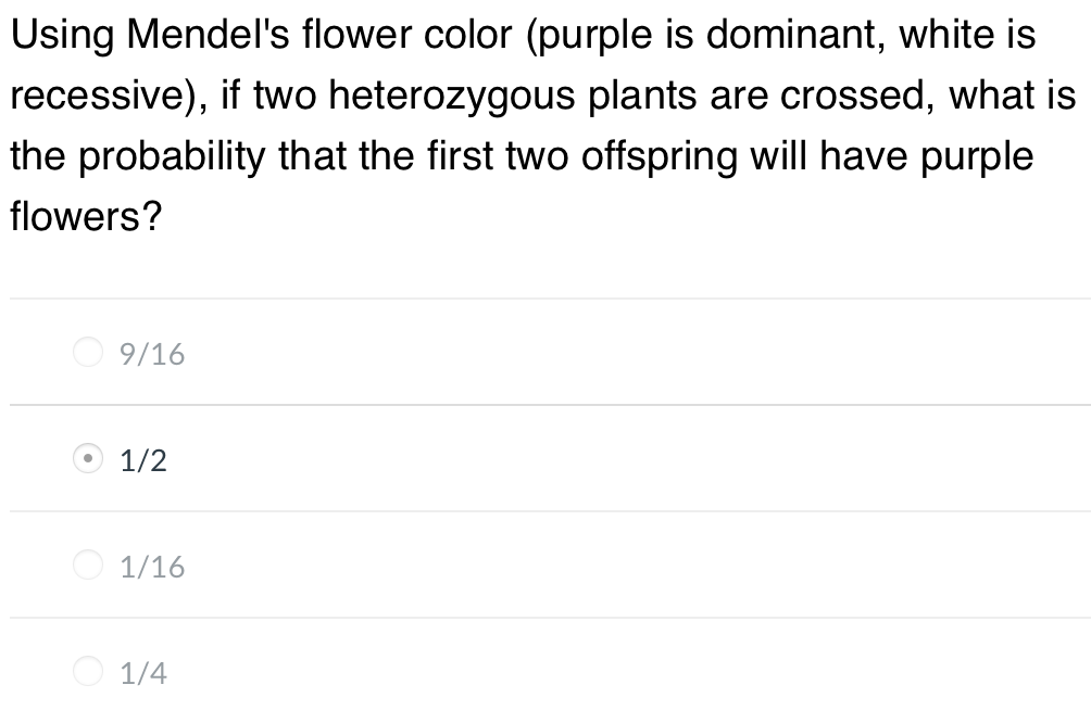 Solved Using Mendel's flower color (purple is dominant, | Chegg.com