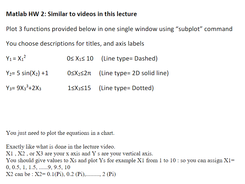 Solved Matlab HW 2: Similar to videos in this lecture Plot 3 | Chegg.com