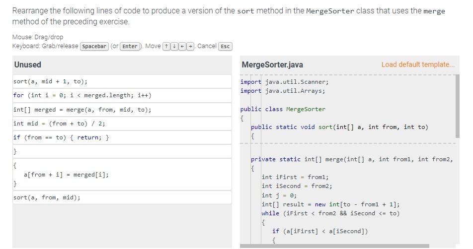 Solved The implementation of the sort method in the | Chegg.com