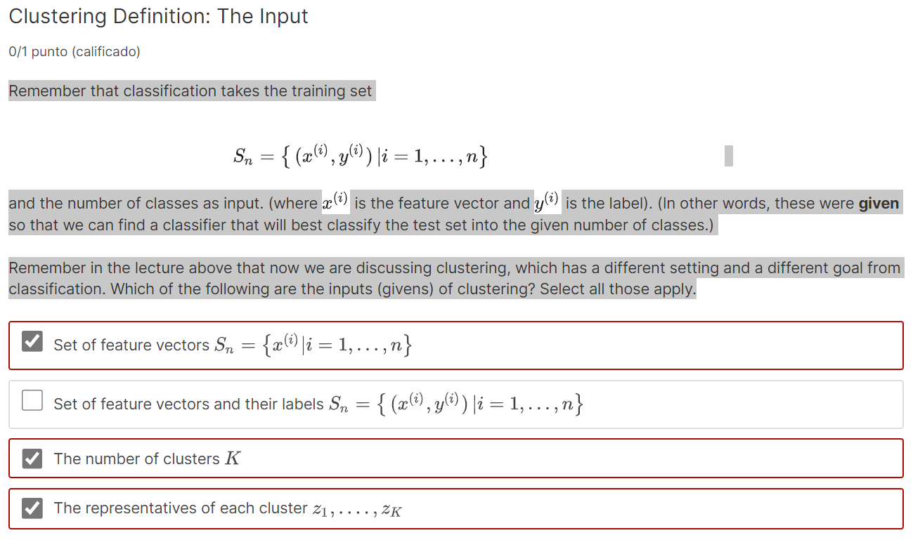 Solved Clustering Definition: The Input01 ﻿punto | Chegg.com