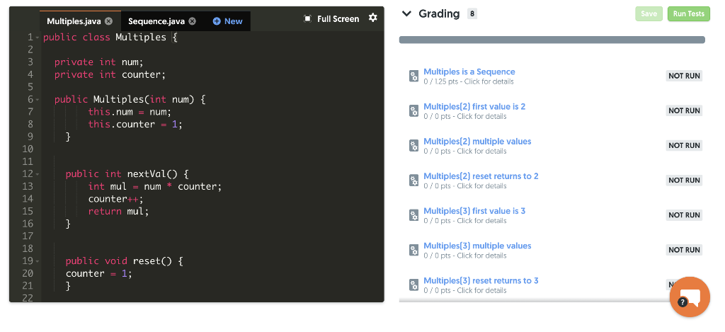 Solved 3. Modify the Multiples class so that it | Chegg.com