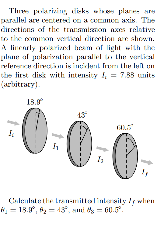 Solved Three polarizing disks whose planes are parallel are | Chegg.com