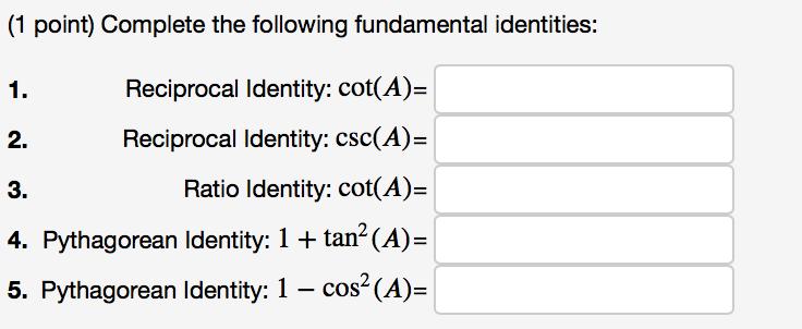 Solved (1 point) Complete the following fundamental | Chegg.com