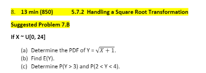 Solved 8. 13 min (850) 5.7.2 Handling a Square Root | Chegg.com
