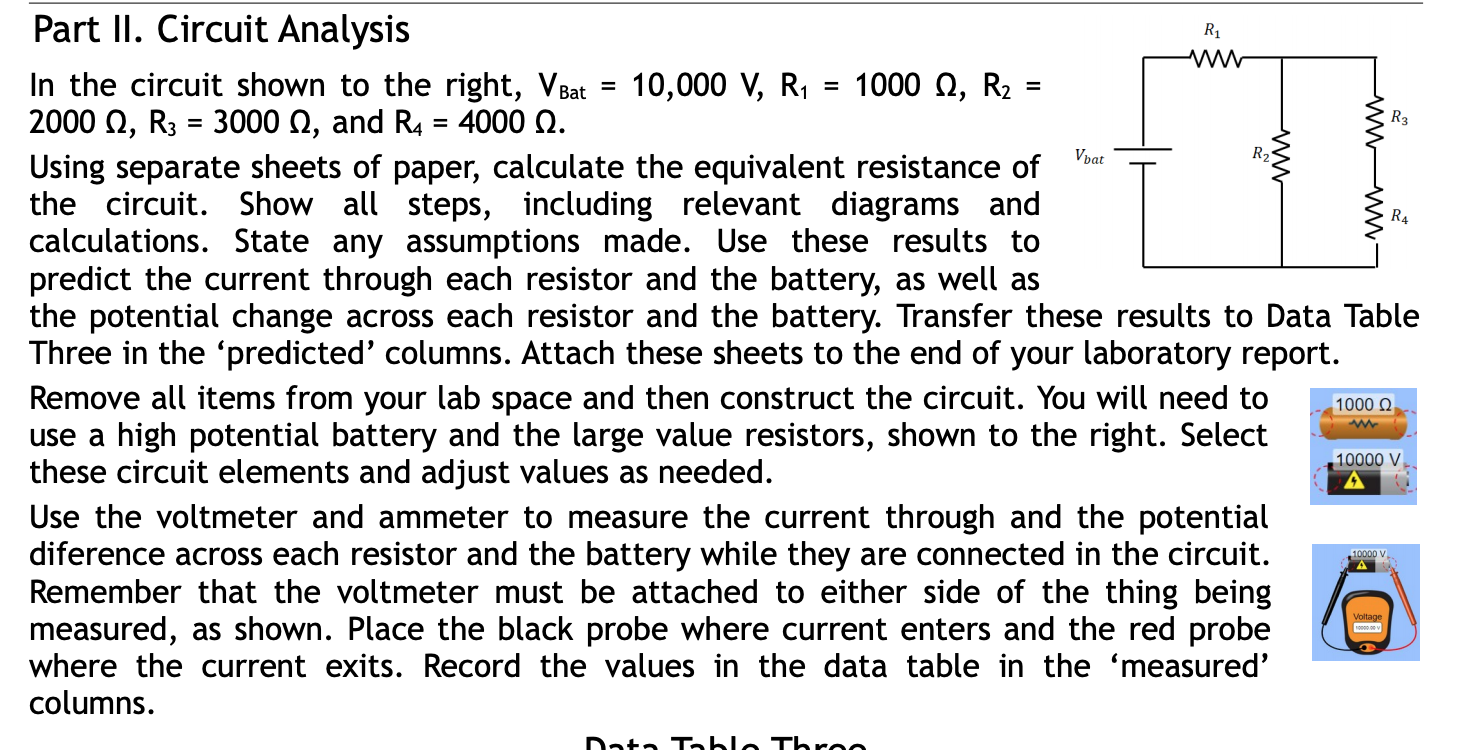 Solved R1 = R3 Vbat R2 Part II. Circuit Analysis In the | Chegg.com