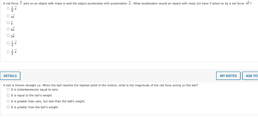 Solved A net force acts on an object with mass m and the | Chegg.com