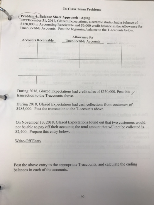 Solved In-Class Team Problems Problem 4:Balance Sheet | Chegg.com