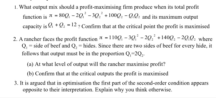 Solved What output mix should a profit-maximising firm | Chegg.com Solved What output mix should a profit-maximising firm | Chegg.com