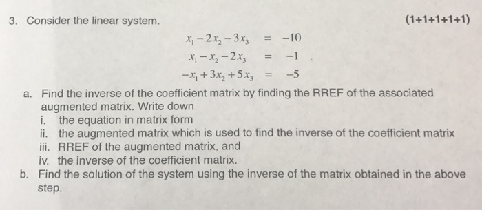 Solved Consider the linear system. x_1 - 2x_2 - 3x_3 = -10 | Chegg.com