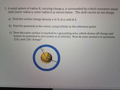 Solved 2. A metal sphere of radius R, carrying charge q, is | Chegg.com