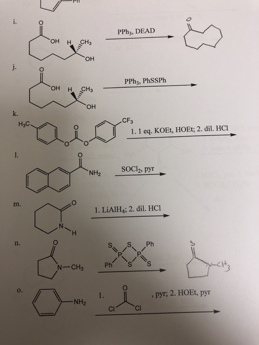 Solved PPh3, DEAD он н.CH3 он PPh3, PhSSPh он CF3 1. 1 eq. | Chegg.com