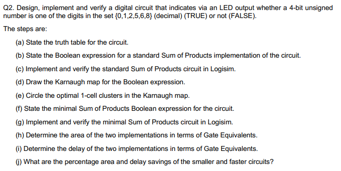 Solved Q2. Design, implement and verify a digital circuit | Chegg.com