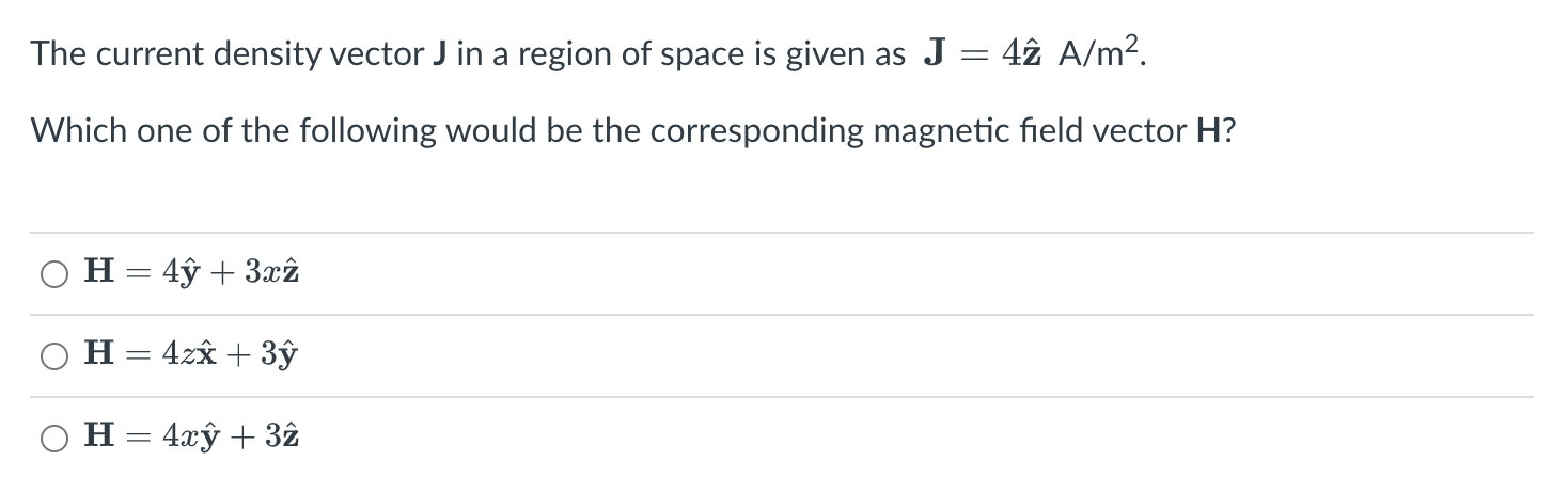 Solved The current density vector J in a region of space is | Chegg.com