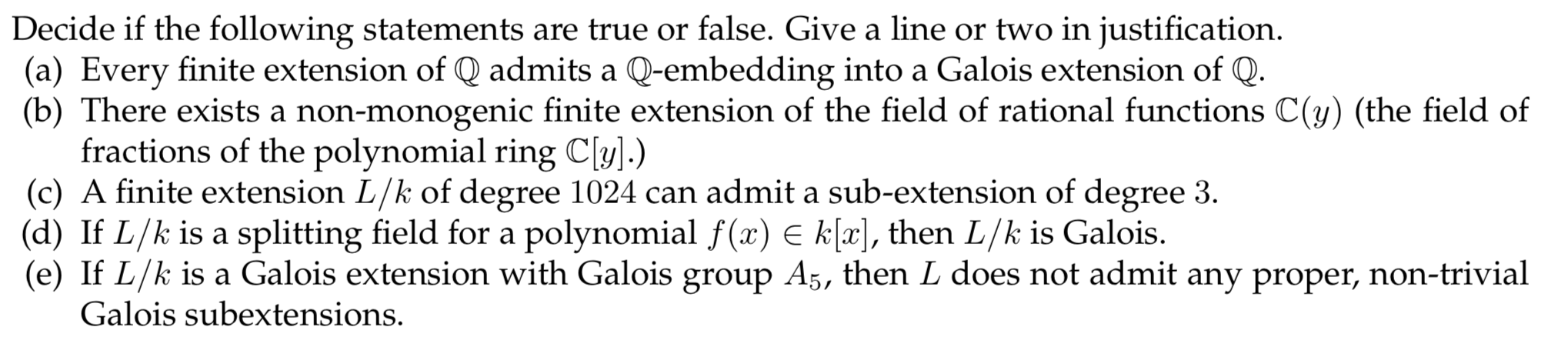 Solved Decide if the following statements are true or false. | Chegg.com