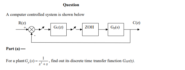 Solved A computer controlled system is shown below Part (a) | Chegg.com