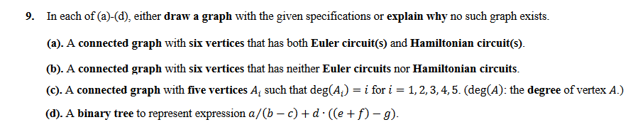 Solved 9 In Each Of D Either Draw A Graph With The 