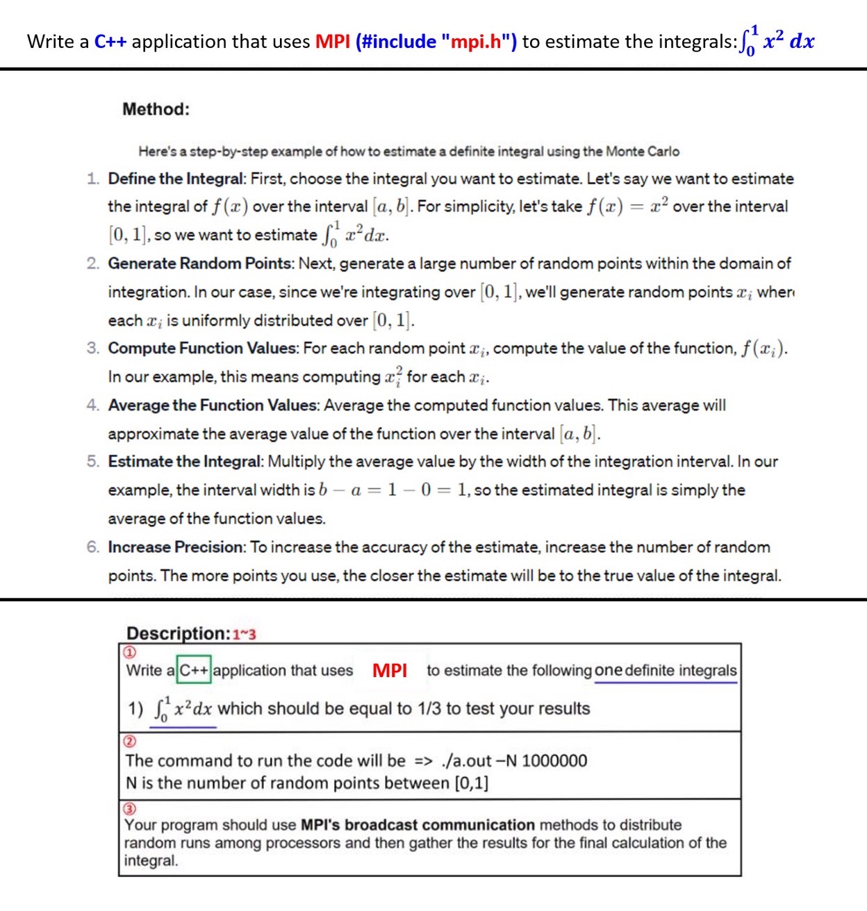 Solved Write a C++ application that uses MPI (\#include | Chegg.com