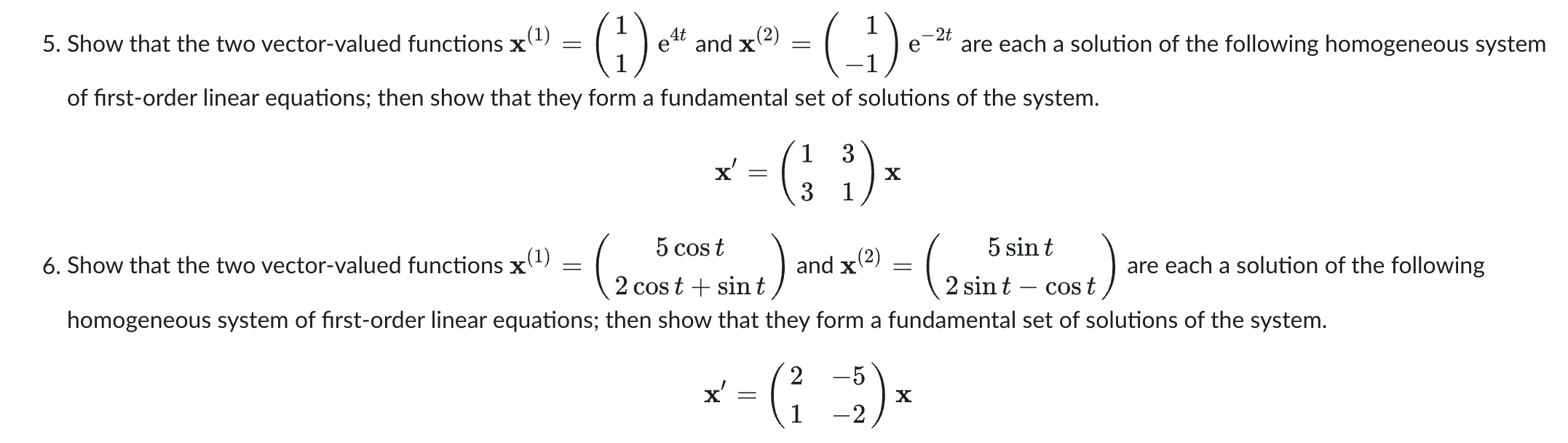 5. Show that the two vector-valued functions | Chegg.com