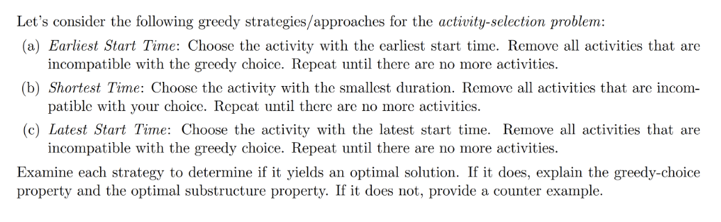 Solved Let's consider the following greedy | Chegg.com